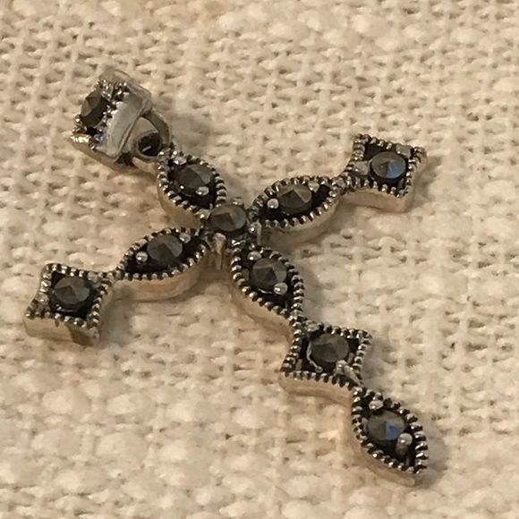 Source Unknown | Jewelry | Vtg Sterling Silver Marcasite Cross Necklace ...